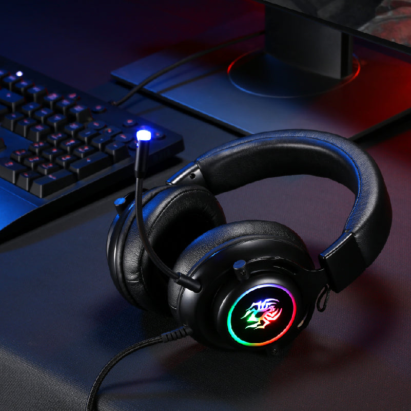 abingo G60 Gaming headset virtual 7.1 surround sound RGB led light USB ...
